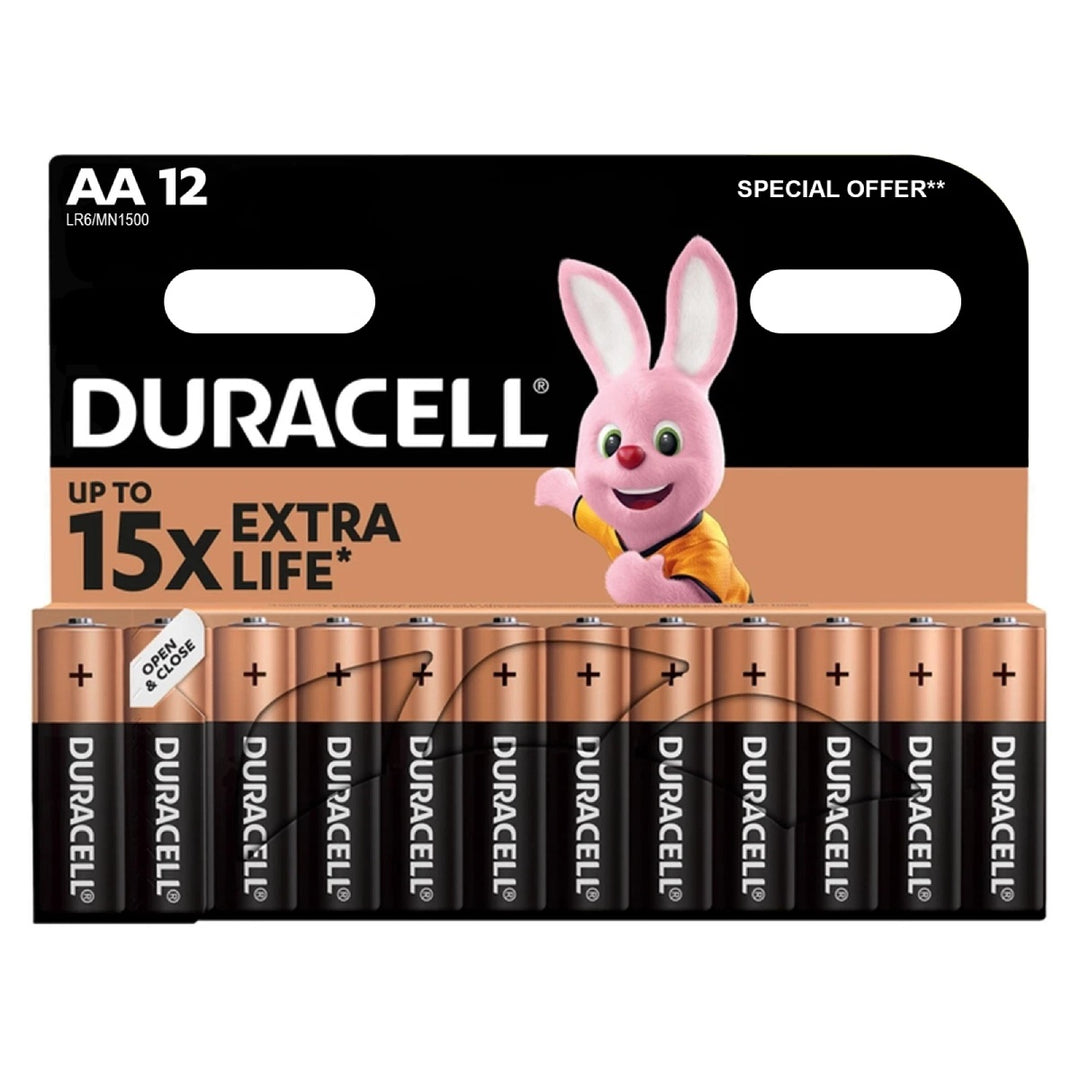 Duracell Basic MN1500 AA šarminės baterijos 12 vnt. – OBUOLYS